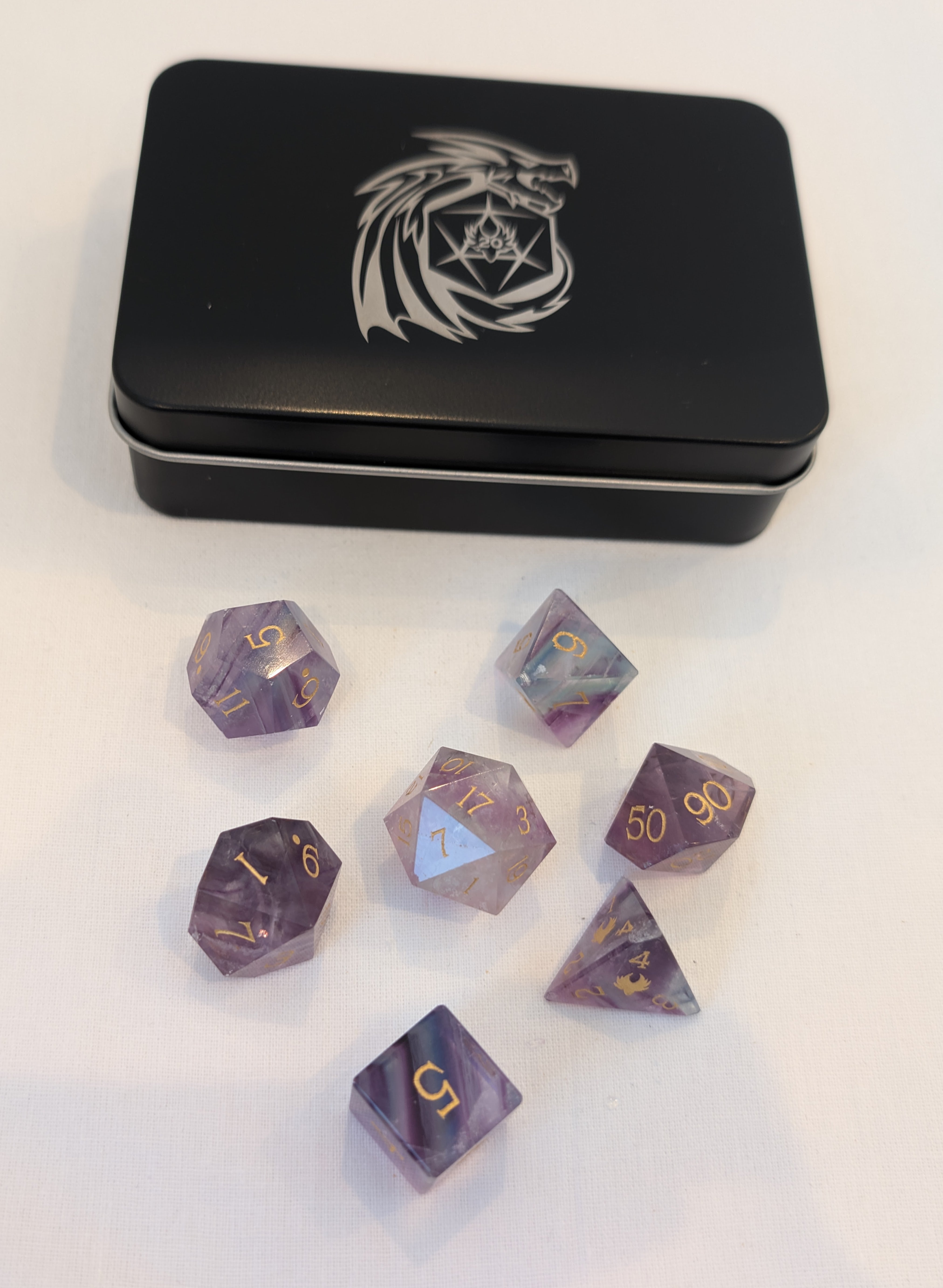 Heartstone - 7 Piece DnD Dice Set | Gemstone RPG Gaming Dice
