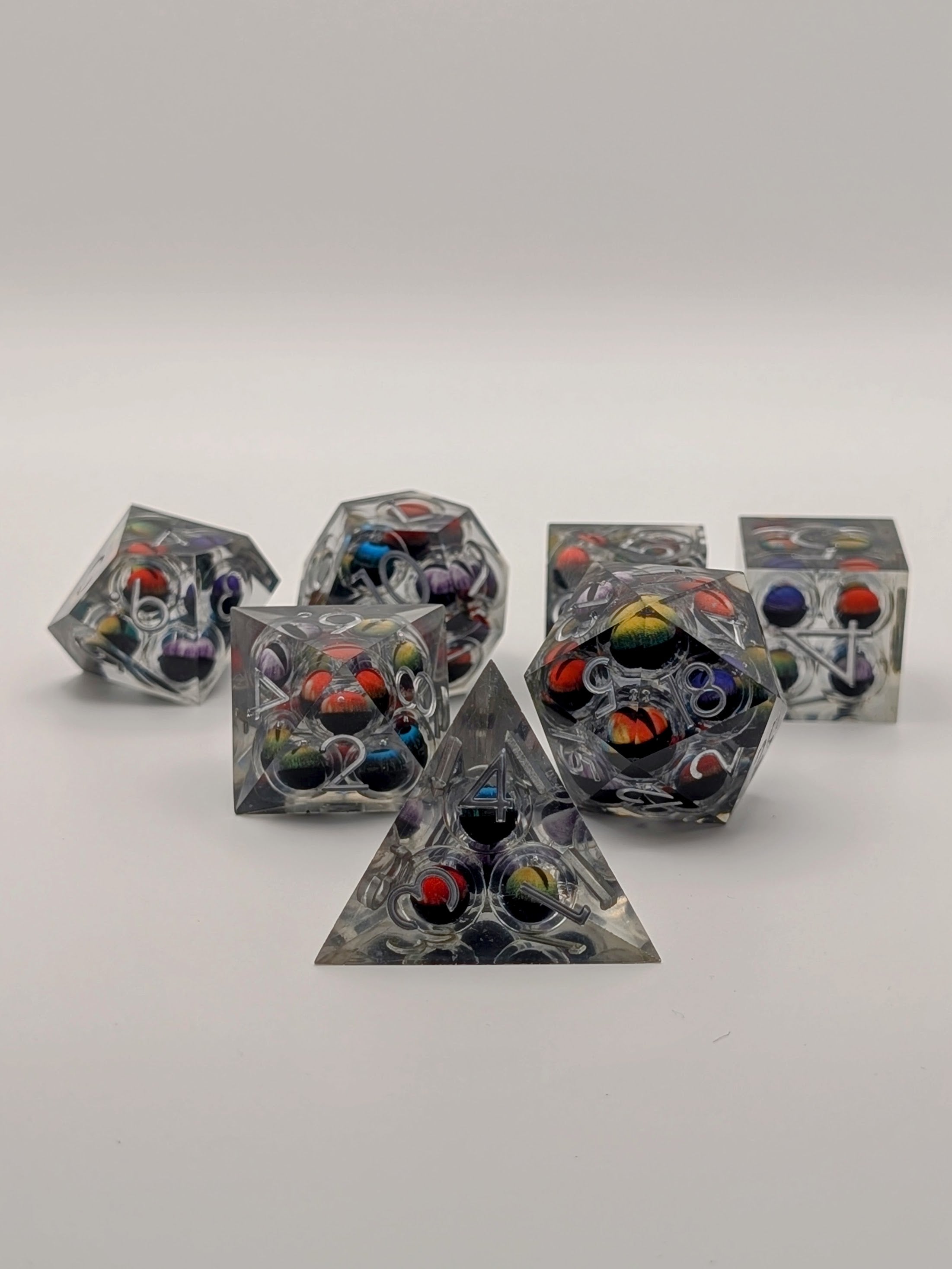 Hydra's Clarity - 7 Piece Chonk Moving Eye DnD Dice Set | Acrylic RPG