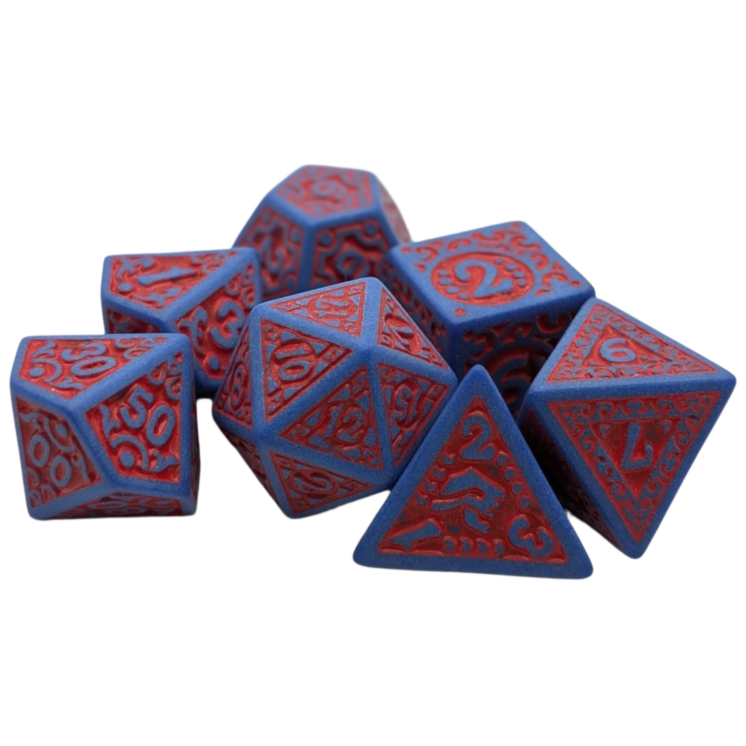Magic Flame - Red Blue - 7 Piece DnD Dice Set | Acrylic RPG Gaming Dic
