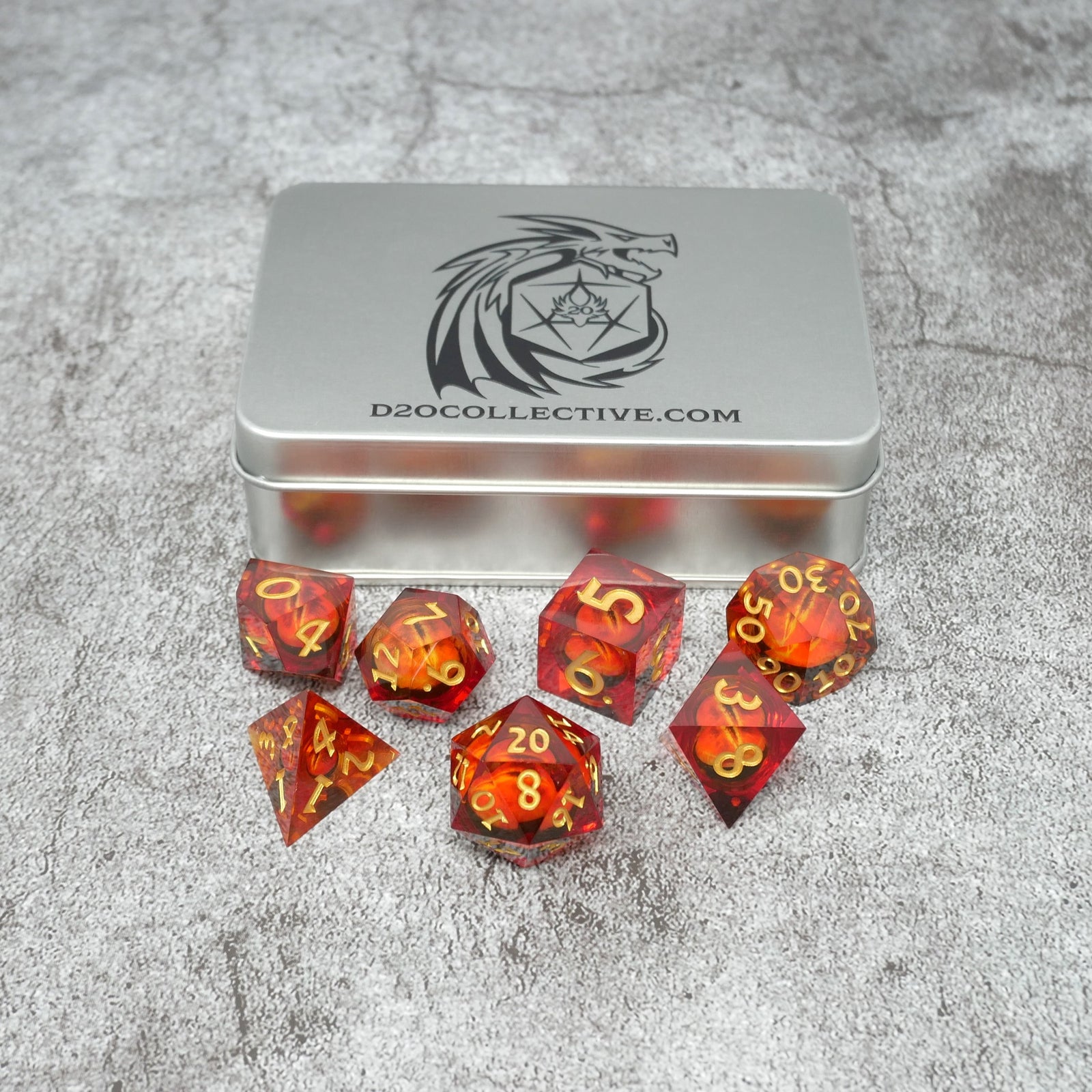 Sauron's Eye | 7 Piece Moving Eye DnD Dice Set | Acrylic RPG Gaming Di