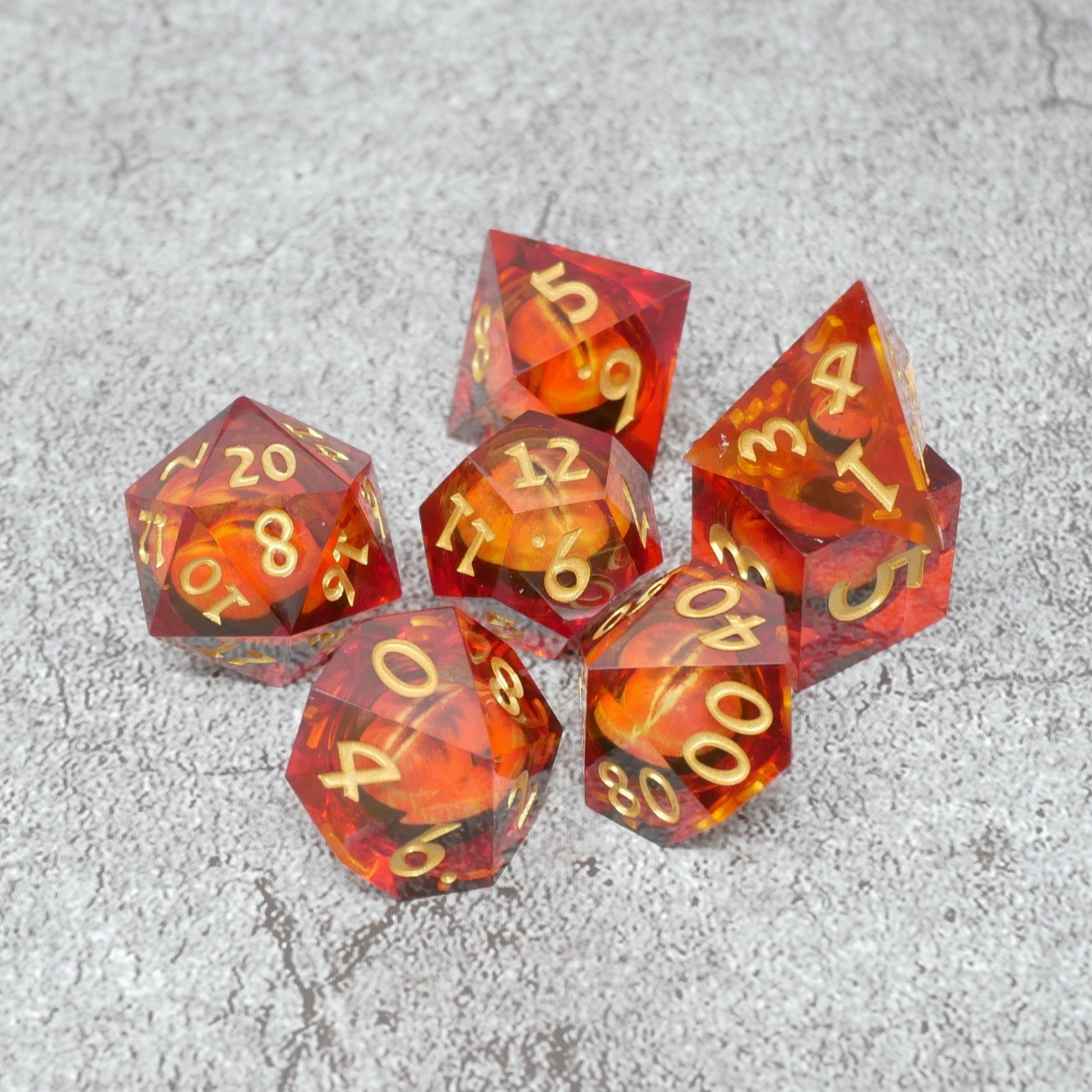Sauron's Eye | 7 Piece Moving Eye DnD Dice Set | Acrylic RPG Gaming Di
