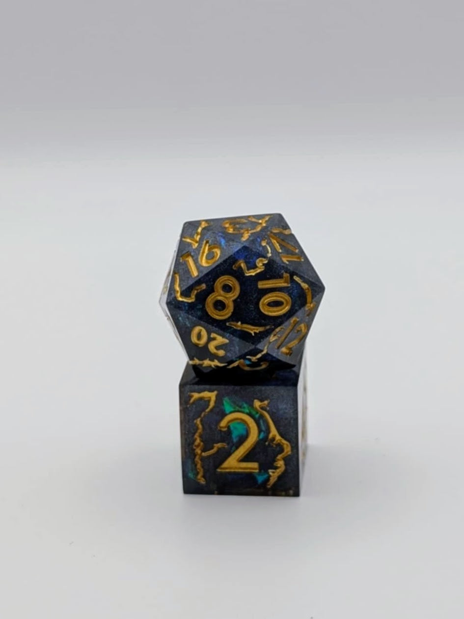 Shattered Storm - 7 Piece DnD Dice Set | Acrylic RPG Gaming Dice