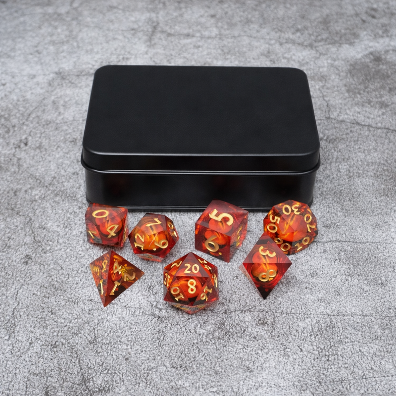 Sauron's Eye | 7 Piece Moving Eye DnD Dice Set | Acrylic RPG Gaming Di